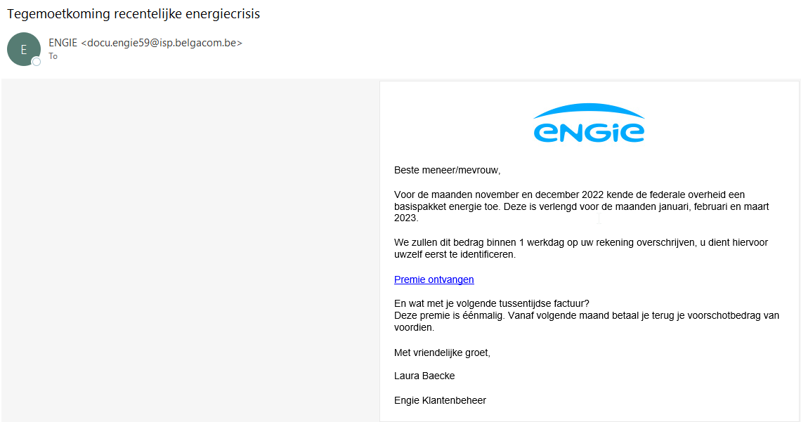 Frauduleuze phishing-berichten